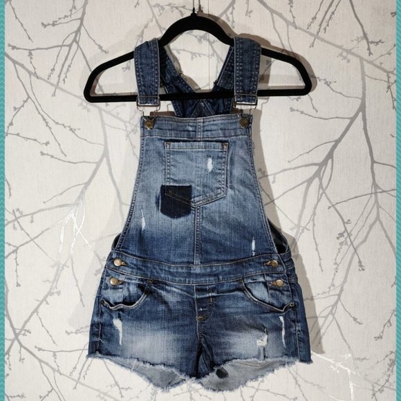 Guess | Jeans | Guess Distressed Denim Cut Off Short Overalls | Poshmark